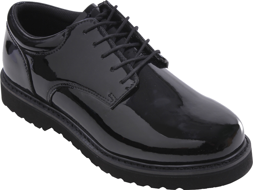Rothco Black Hi-Gloss Shiny Military Uniform Shoes with Work Sole