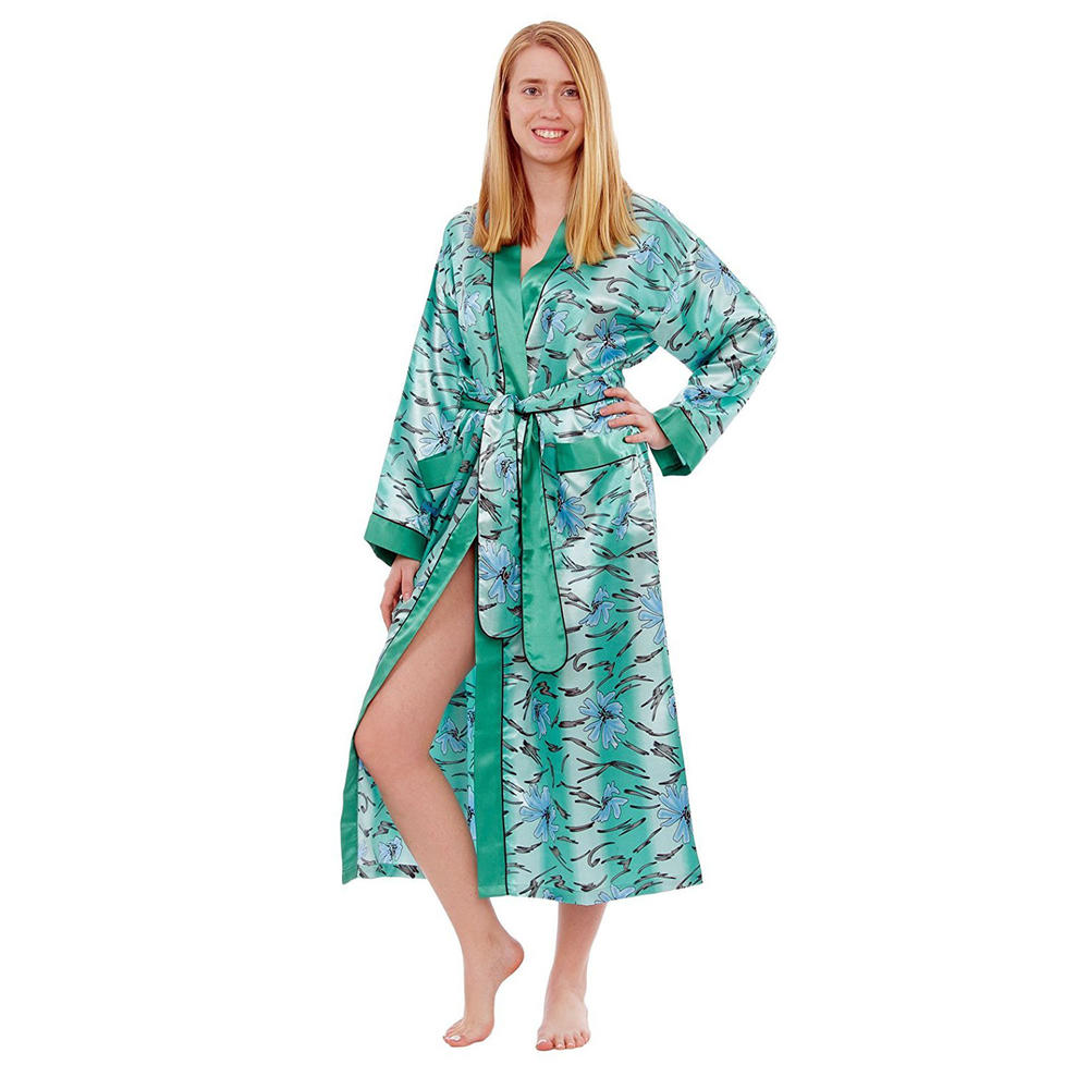 Up2date Fashion Women's Underwater Lilies Print Long Robe with Pockets