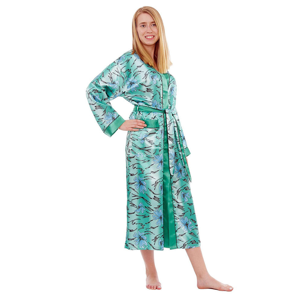 Up2date Fashion Women's Underwater Lilies Print Long Robe with Pockets