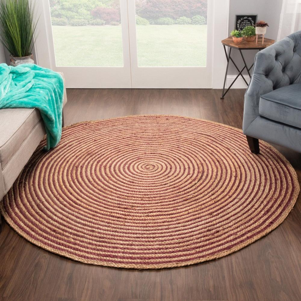 Blue Nile Mills Braided Jute Modern Round Antistatic Reversible Flat ...