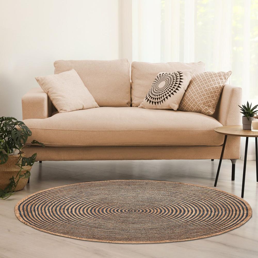Blue Nile Mills Braided Jute Modern Round Antistatic Reversible Flat ...