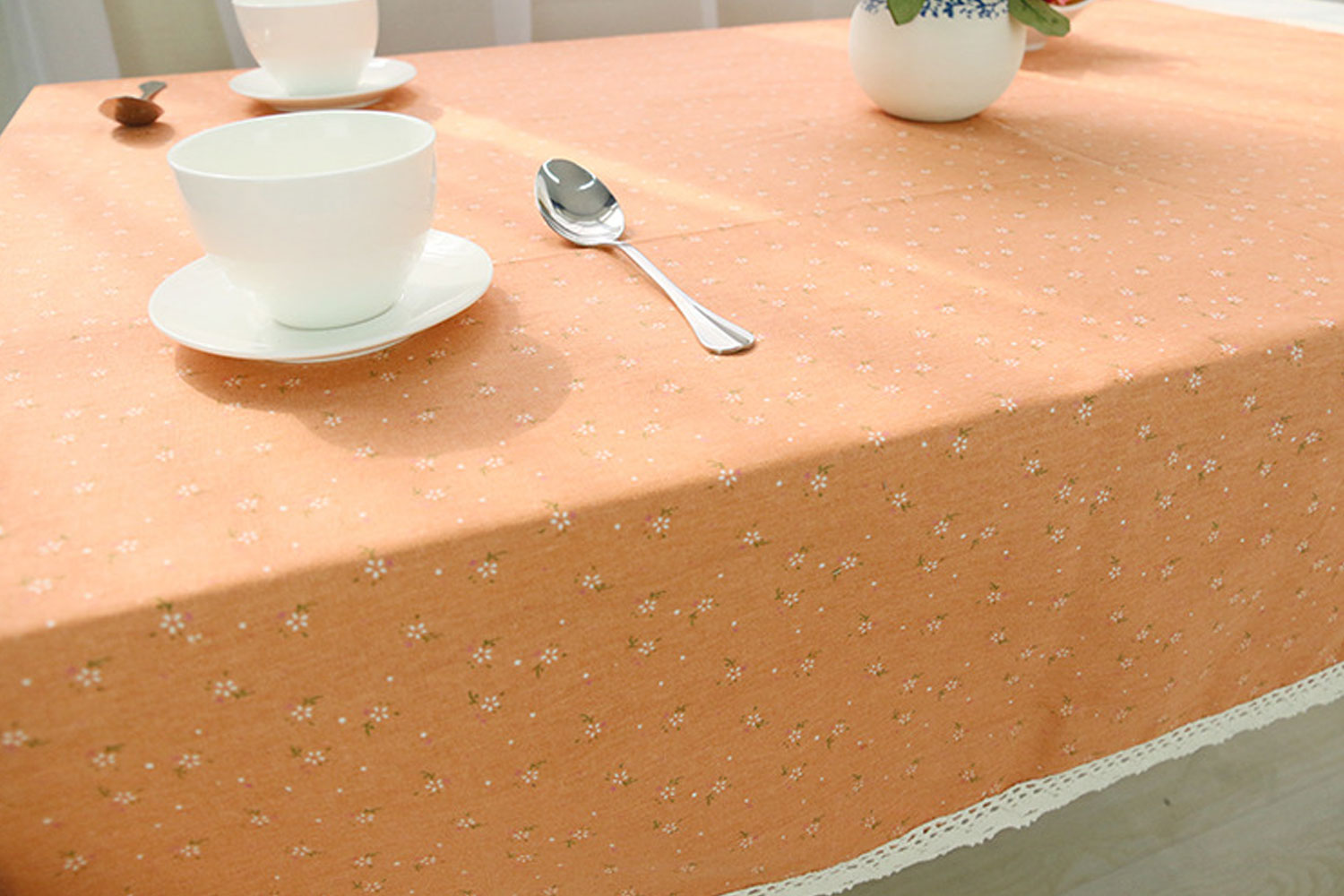 Unomatch Linen Rustic Style Home Square Shape Table Cloth