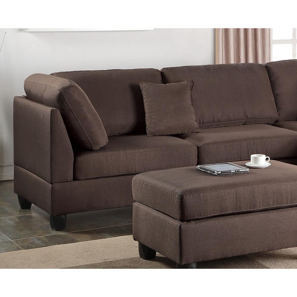 Esofastore Chocolate Color Living Room Furniture 3-Pcs Sectional Set ...
