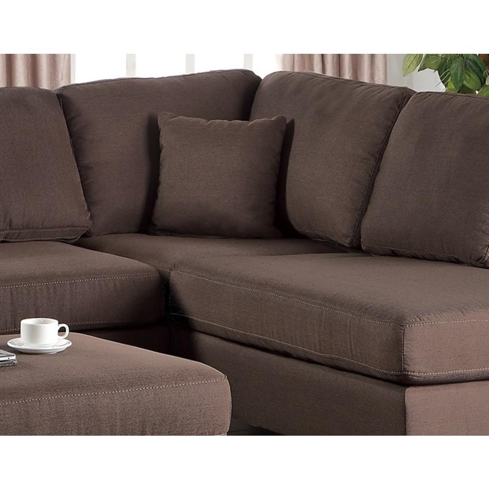 Esofastore Chocolate Color Living Room Furniture 3-Pcs Sectional Set ...