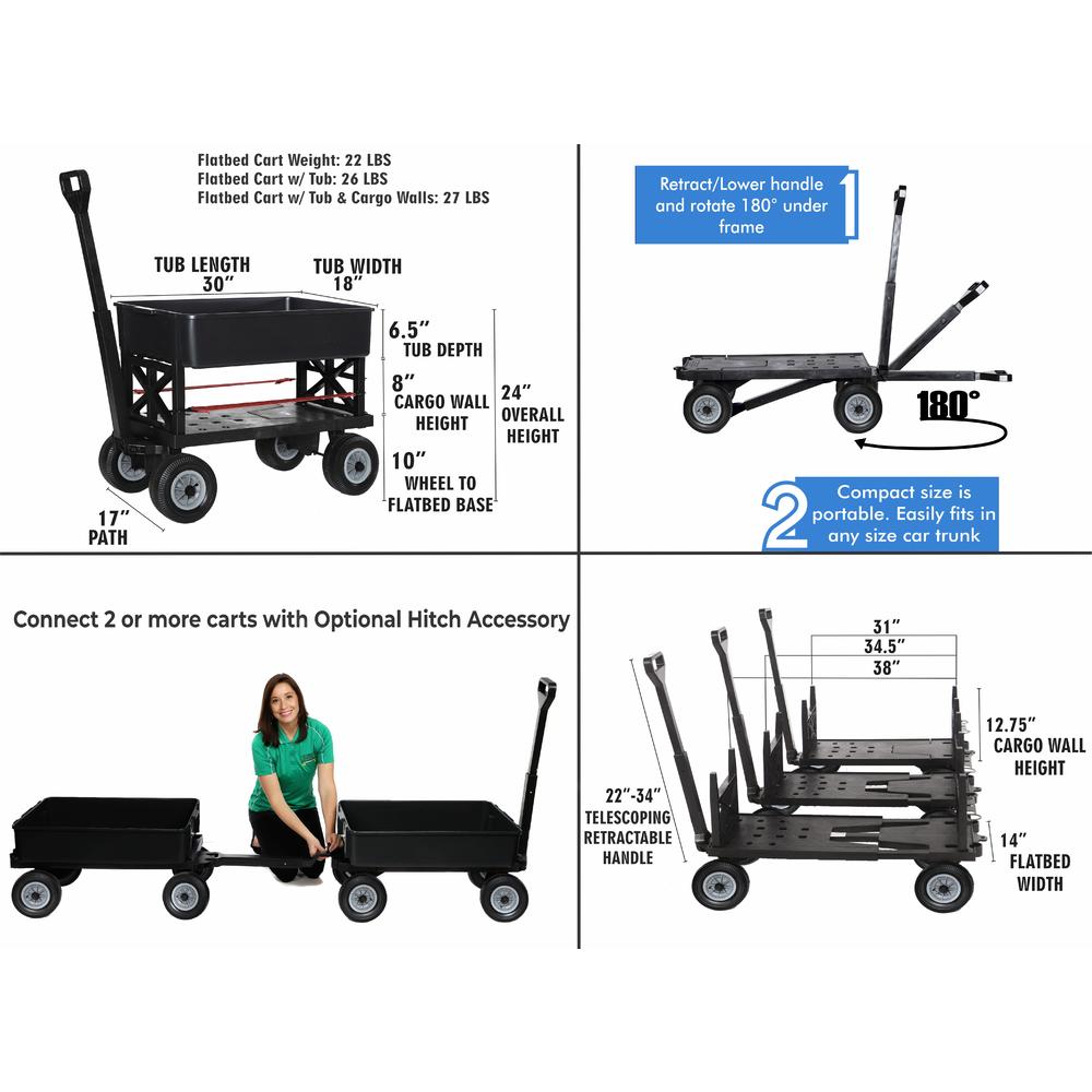 Mighty Max Cart Equipment Wagon Cart Rolling 4 Wheel Pull Behind Cooler ...