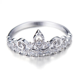 Jewels Obsession Dainty Rhodium-plated Sterling Silver Crown Ring ...