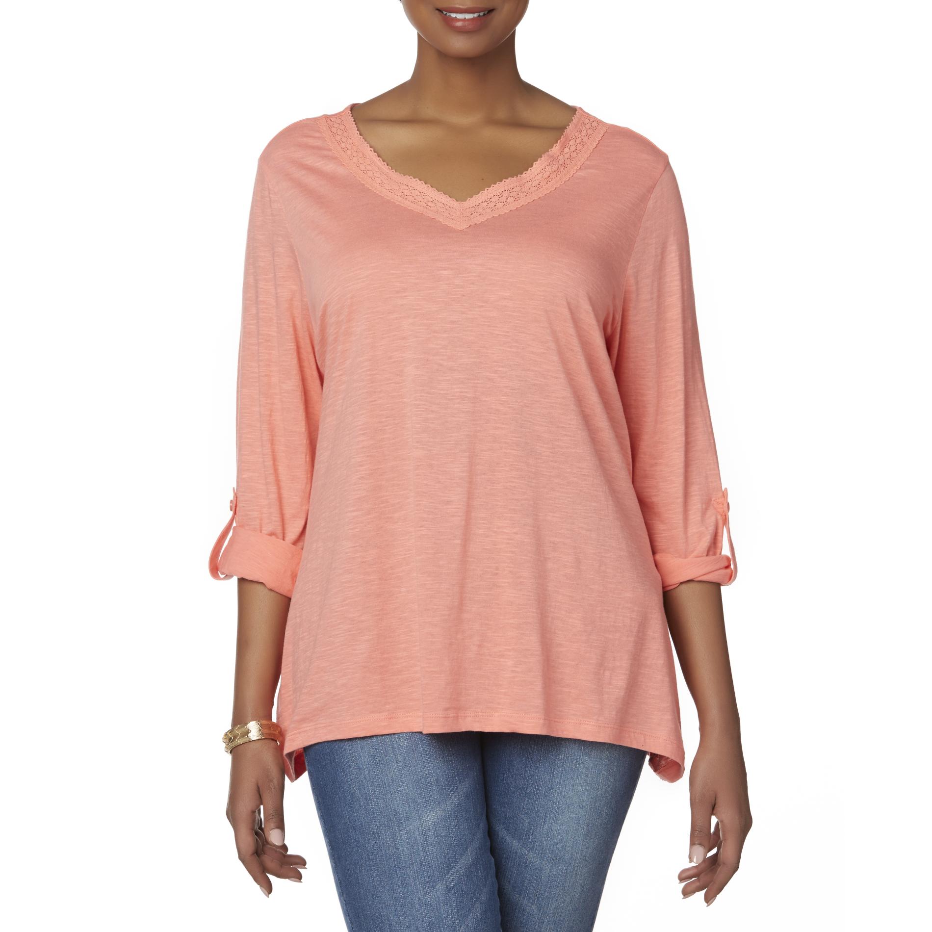 Laura Scott Women's Plus Three-Quarter Sleeve Top