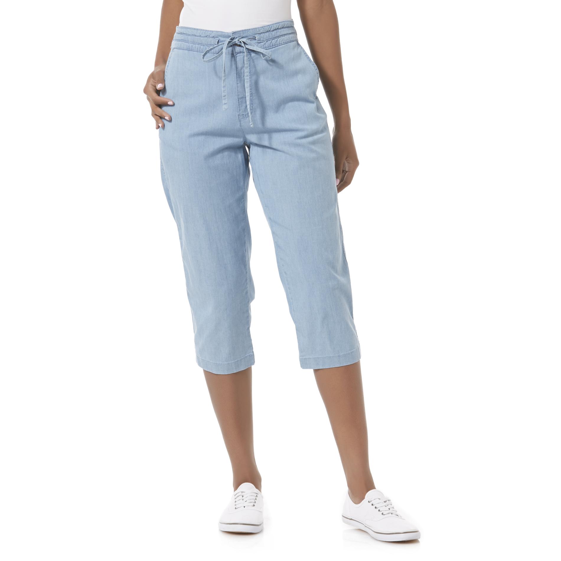 Basic Editions Women's Chambray Capri Pants