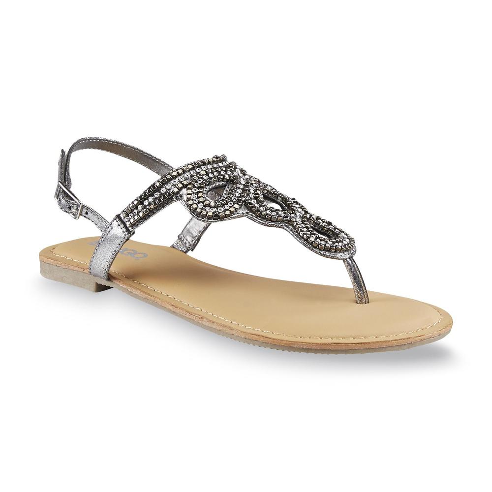 Bongo Women's Bianca Silver Rhinestone Thong Sandal