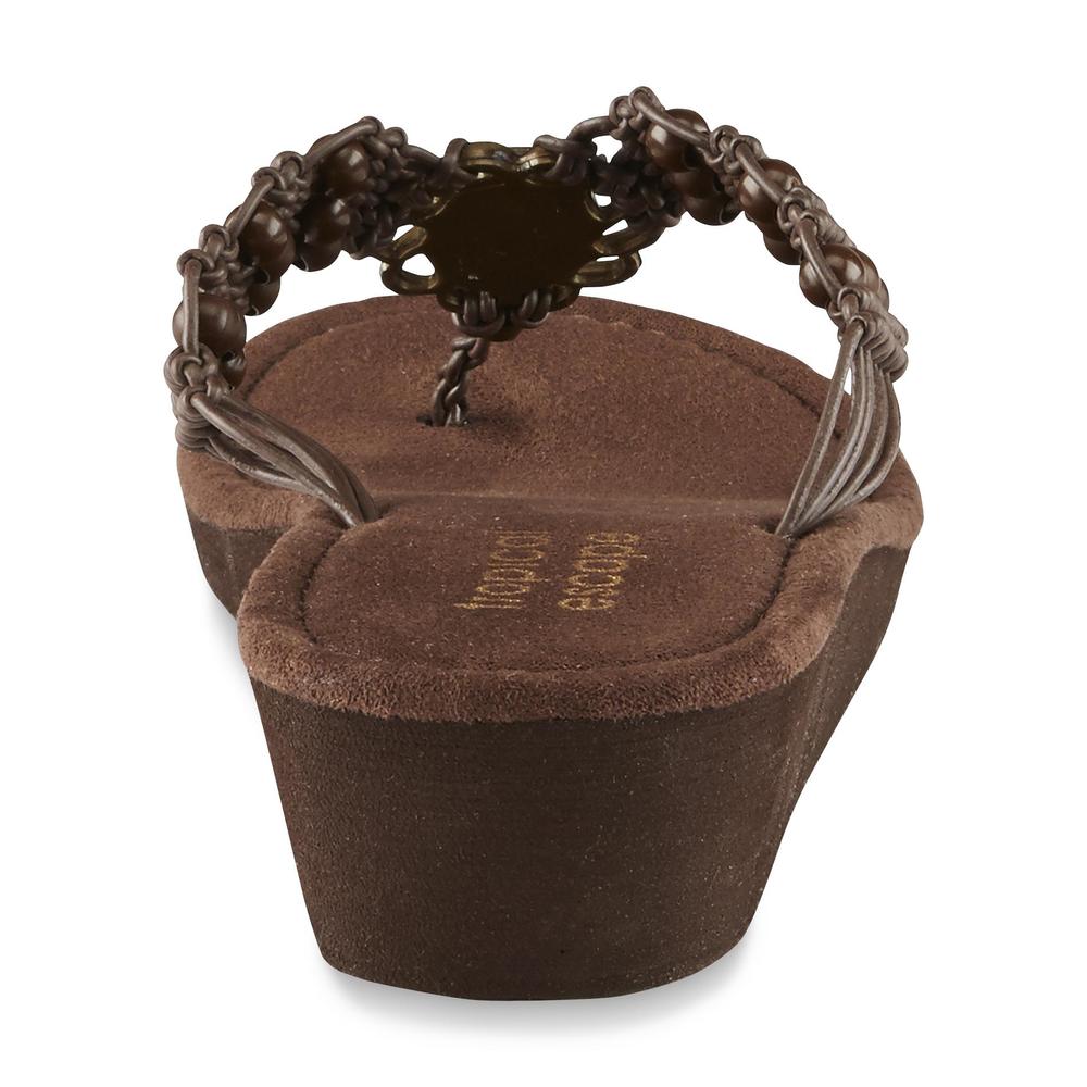 Tropical Escape Women's Kauai Brown Beaded Wedge Sandal