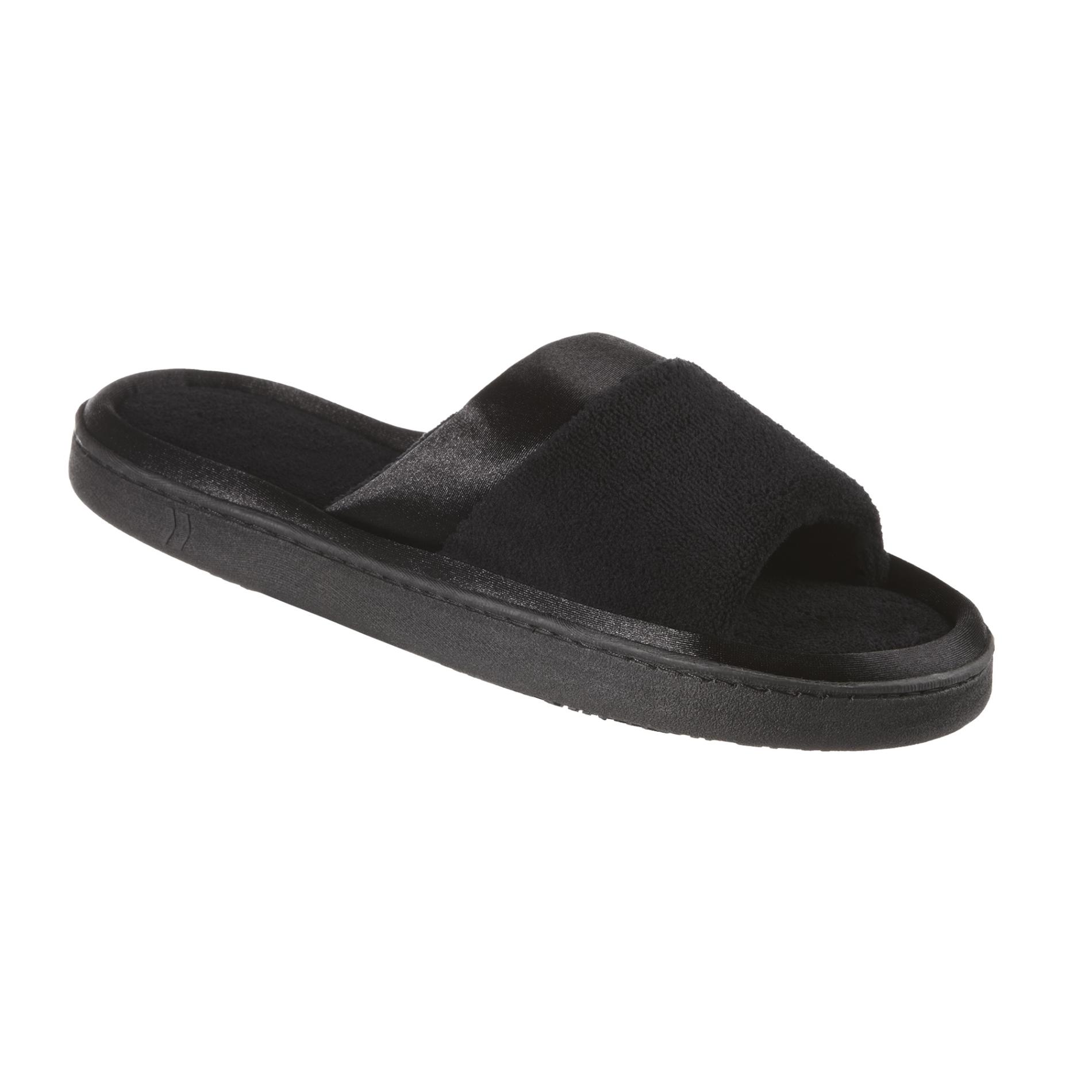 Isotoner Women's Black Open-Toe Slipper