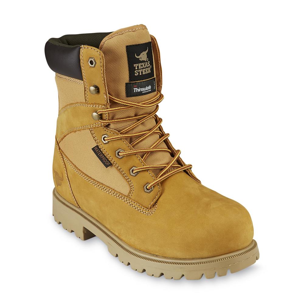 Texas Steer Men's Komansky 2 Wheat Nubuck Insulated Soft Toe 8" Work ...