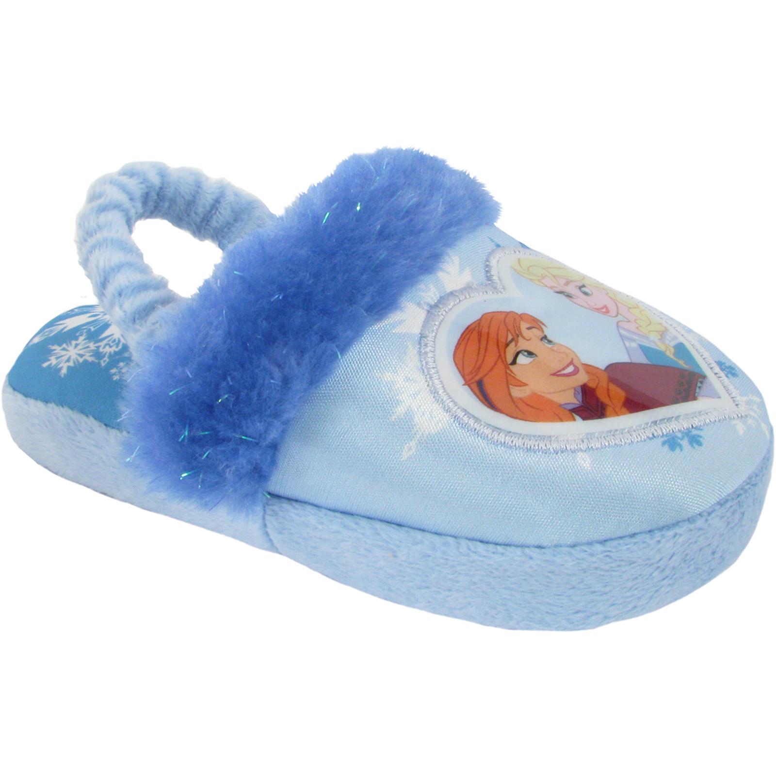 Disney Frozen Girl's Anna & Elsa Blue/White Plush Slipper