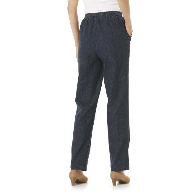 Laura Scott Womens Medium Wash Elastic Waist Jeans