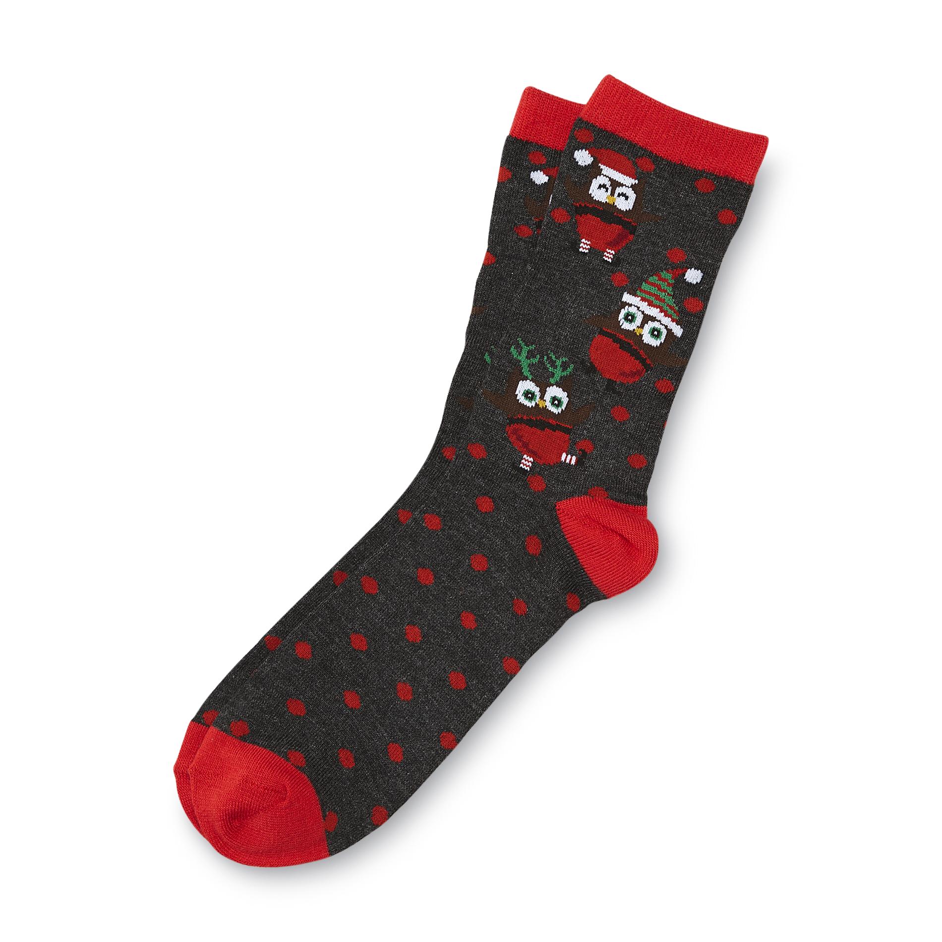 Joe Boxer Women's Christmas Crew Socks - Owls