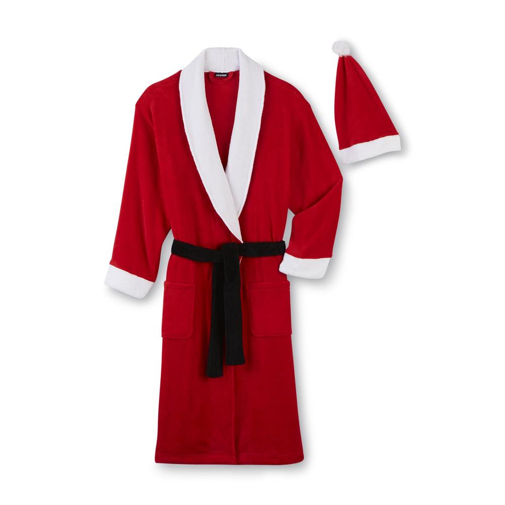 Joe Boxer Men's Christmas Bathrobe & Hat - Santa Claus