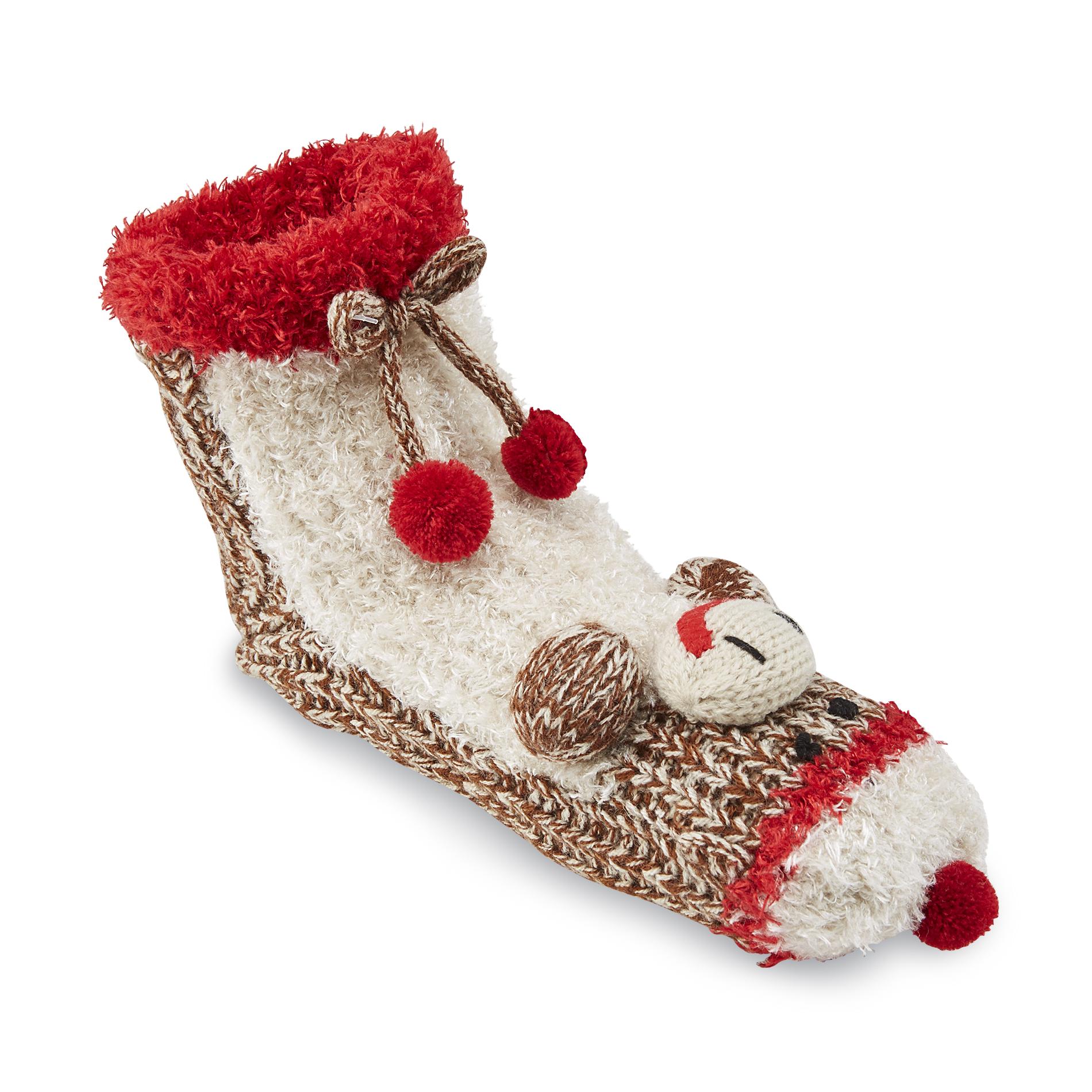 Joe Boxer Women's Plush Slipper Socks - Sock Monkey