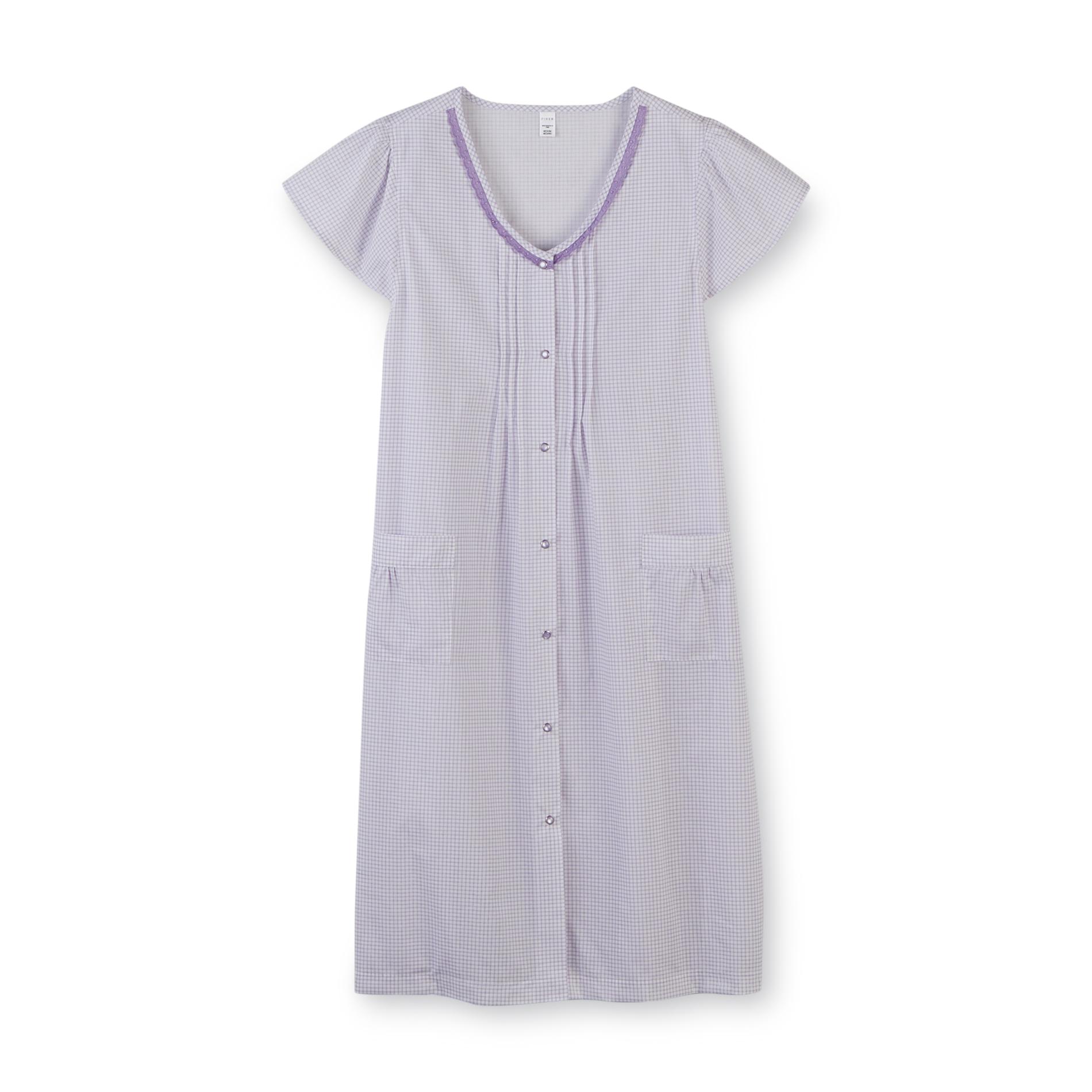 Pink K Women's Pleated Duster - Gingham