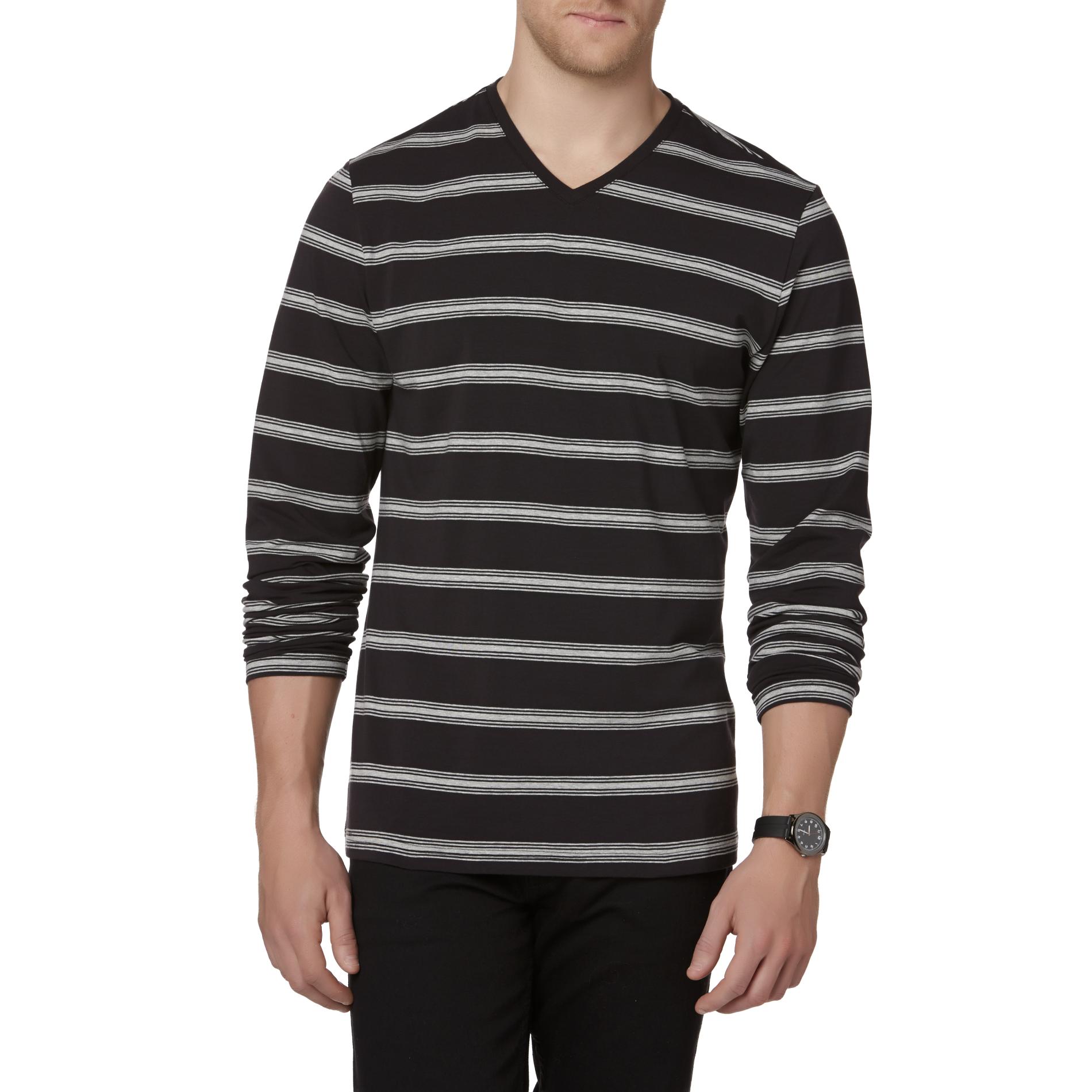 Structure Men's V-Neck Long-Sleeve T-Shirt - Striped