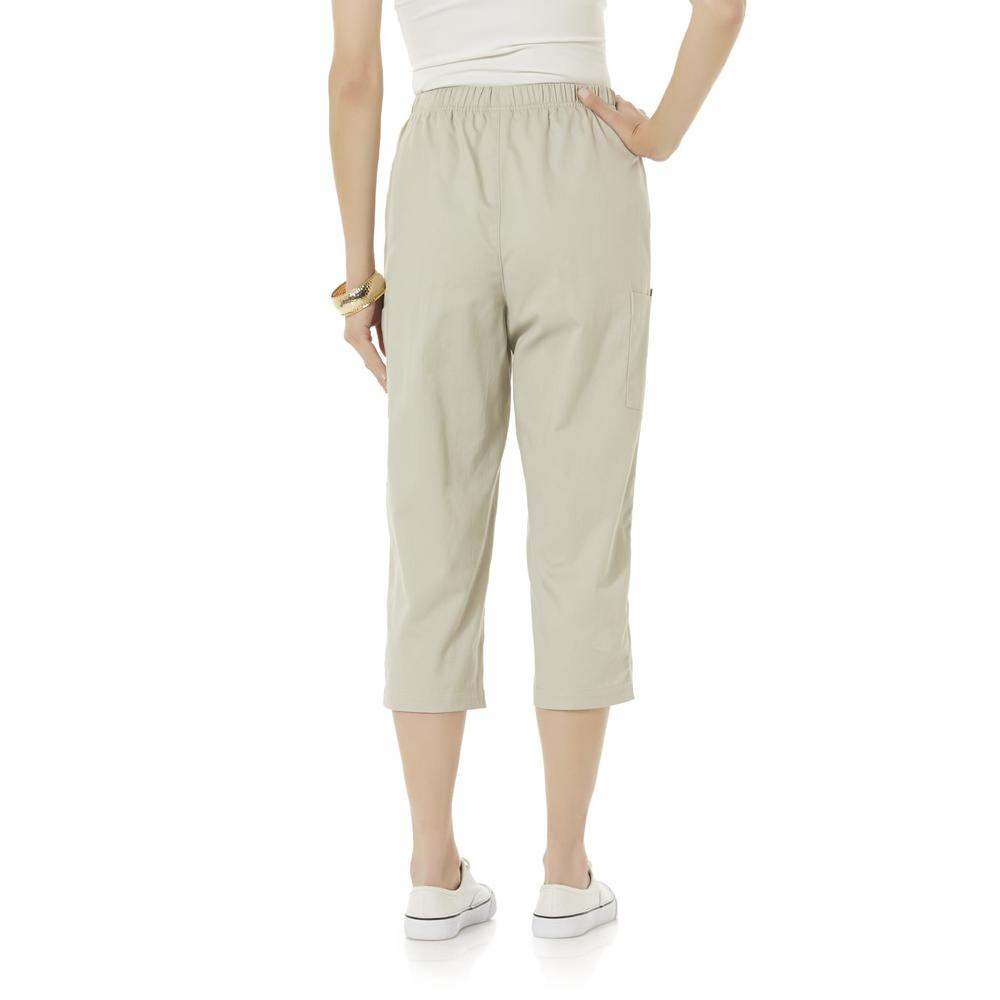 Basic Editions Women's Twill Stretch Waist Capri Pants