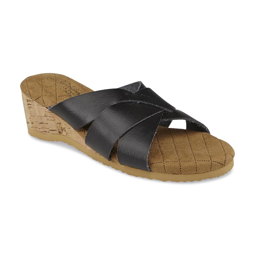 Basic Editions Women's Elisha Wedge Sandal - Black