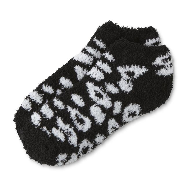 Women's Fuzzy Ankle Socks - Leopard