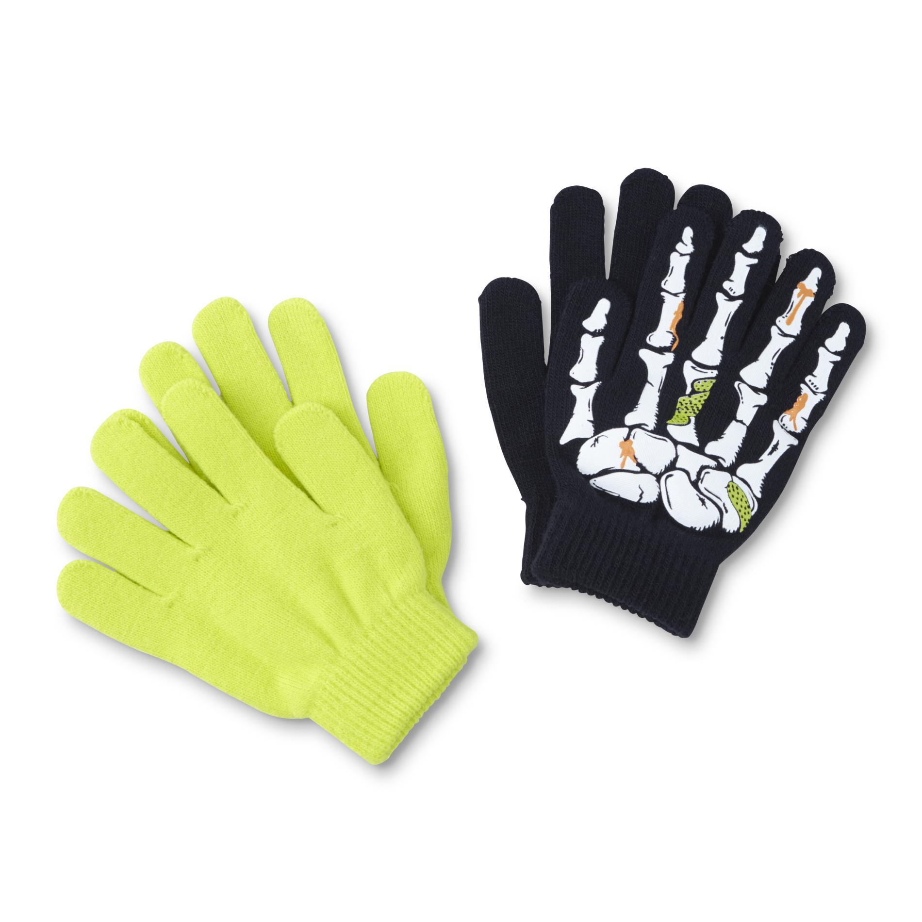 Joe Boxer Boys' 2-Pairs Stretch Gloves - Skeleton