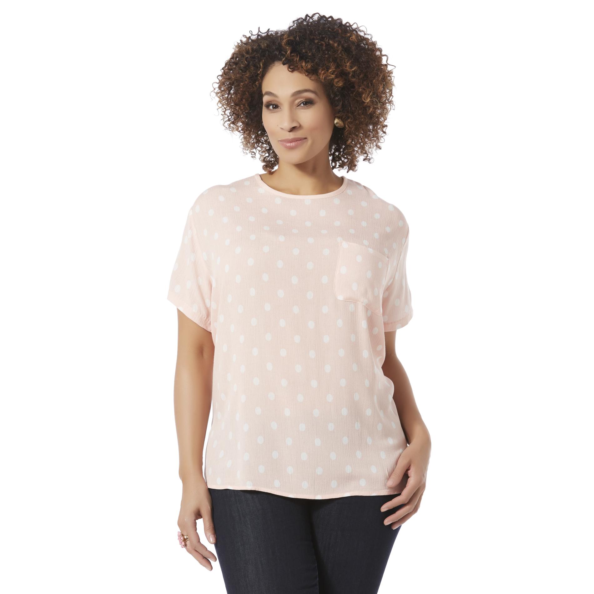 Basic Editions Women's Plus Top - Dots - Kmart