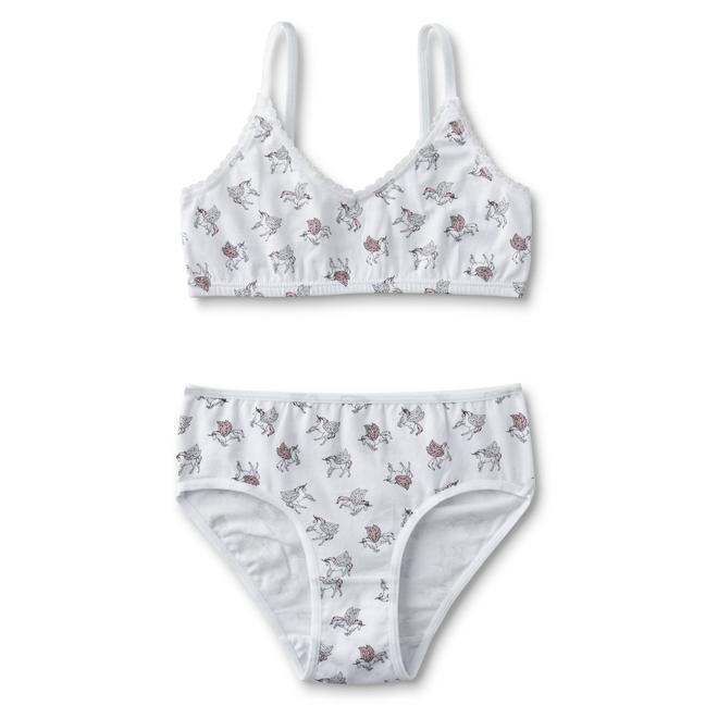Joe Boxer Girls' Training Bra & Bikini Panties - Unicorn