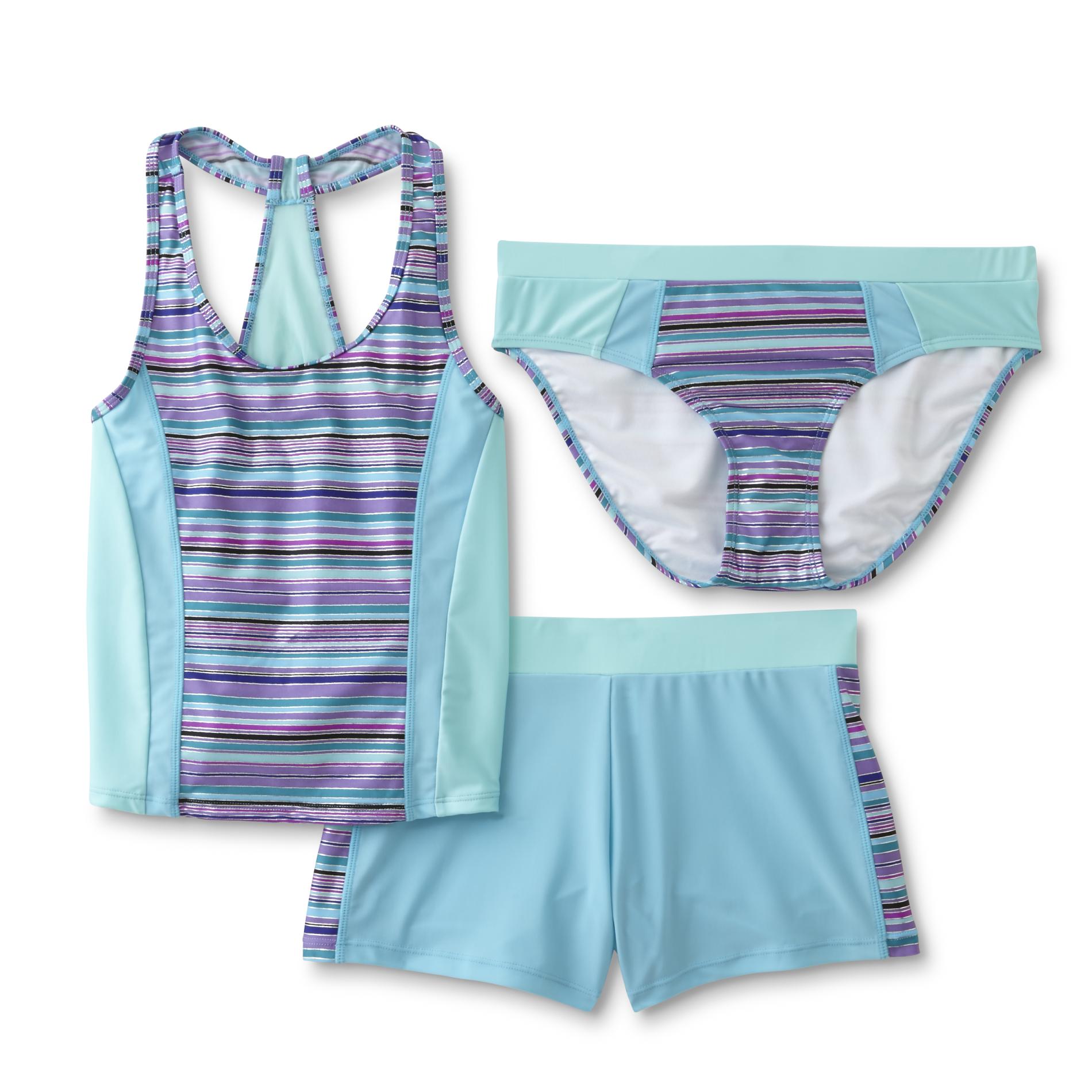 Joe Boxer Girls' Swim Tank Top, Bikini Bottoms & Boy Shorts - Striped