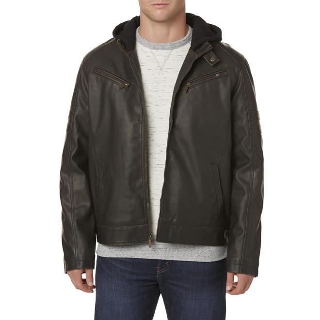 Structure Men's Layered-Look Synthetic Leather Jacket