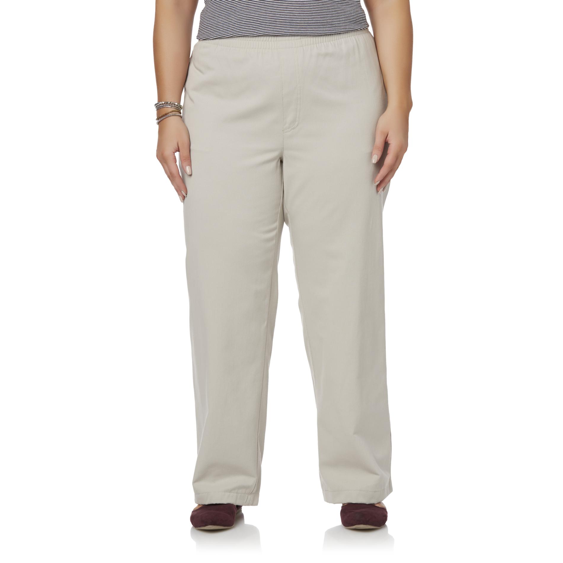 Basic Editions Women's Plus Twill Pants