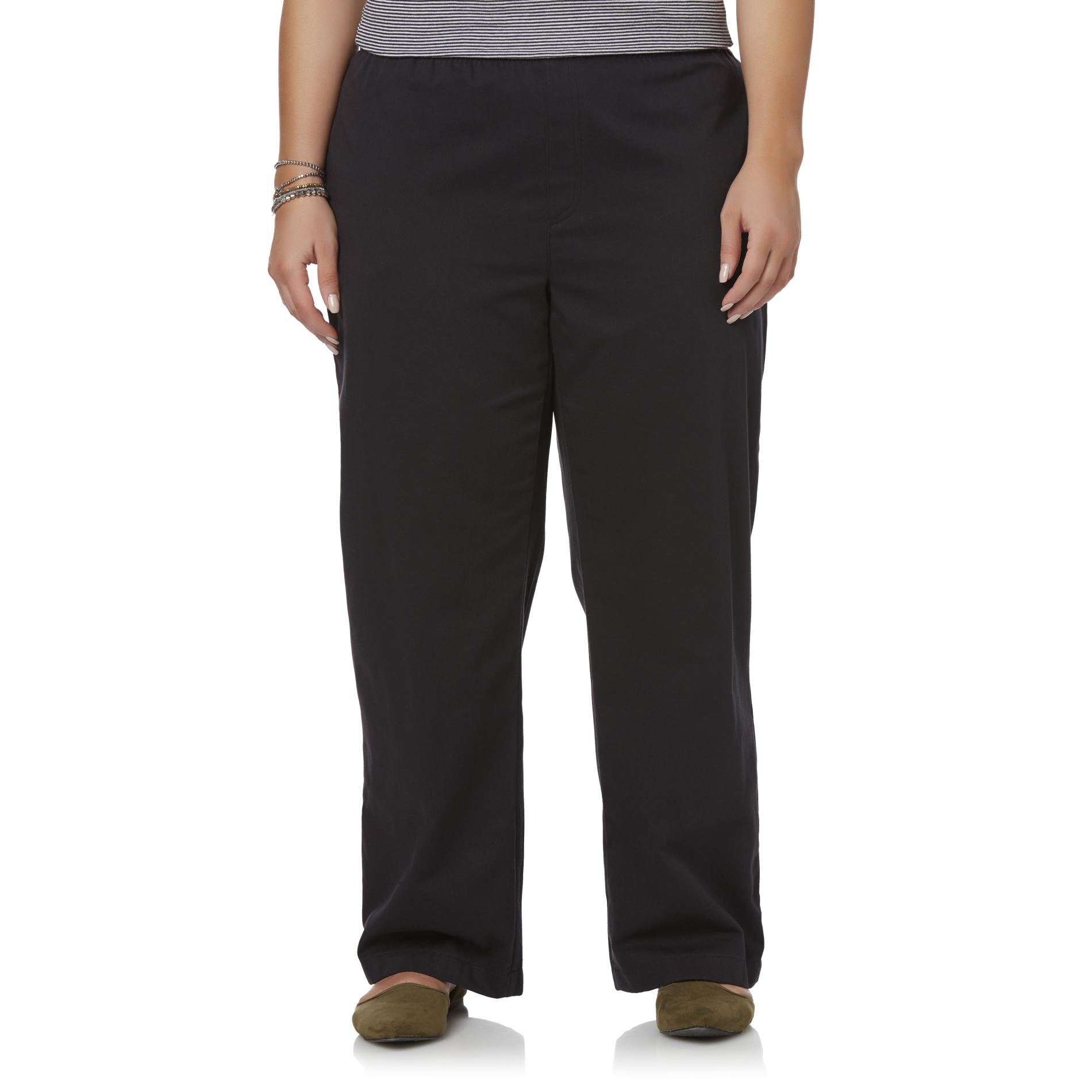 Basic Editions Women's Plus Twill Pants