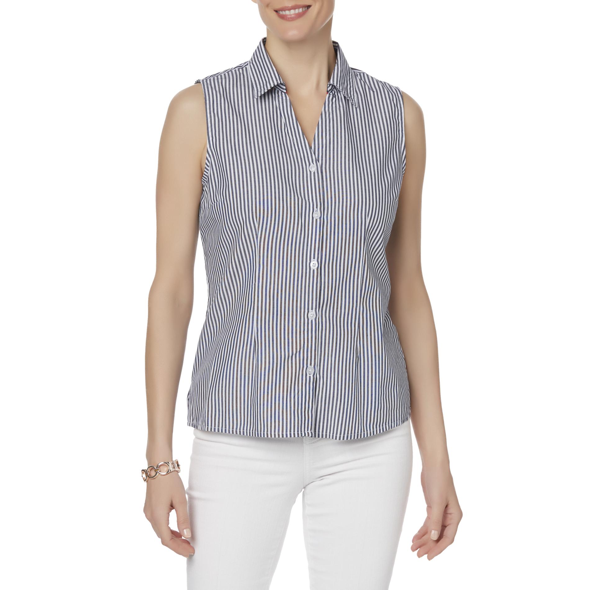 Laura Scott Women's Sleeveless Blouse - Striped