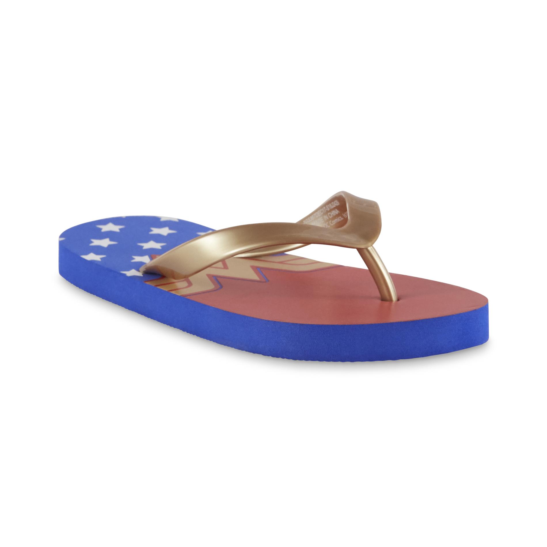 DC Comics Girls' Wonder Woman Flip-Flop Sandal - Gold