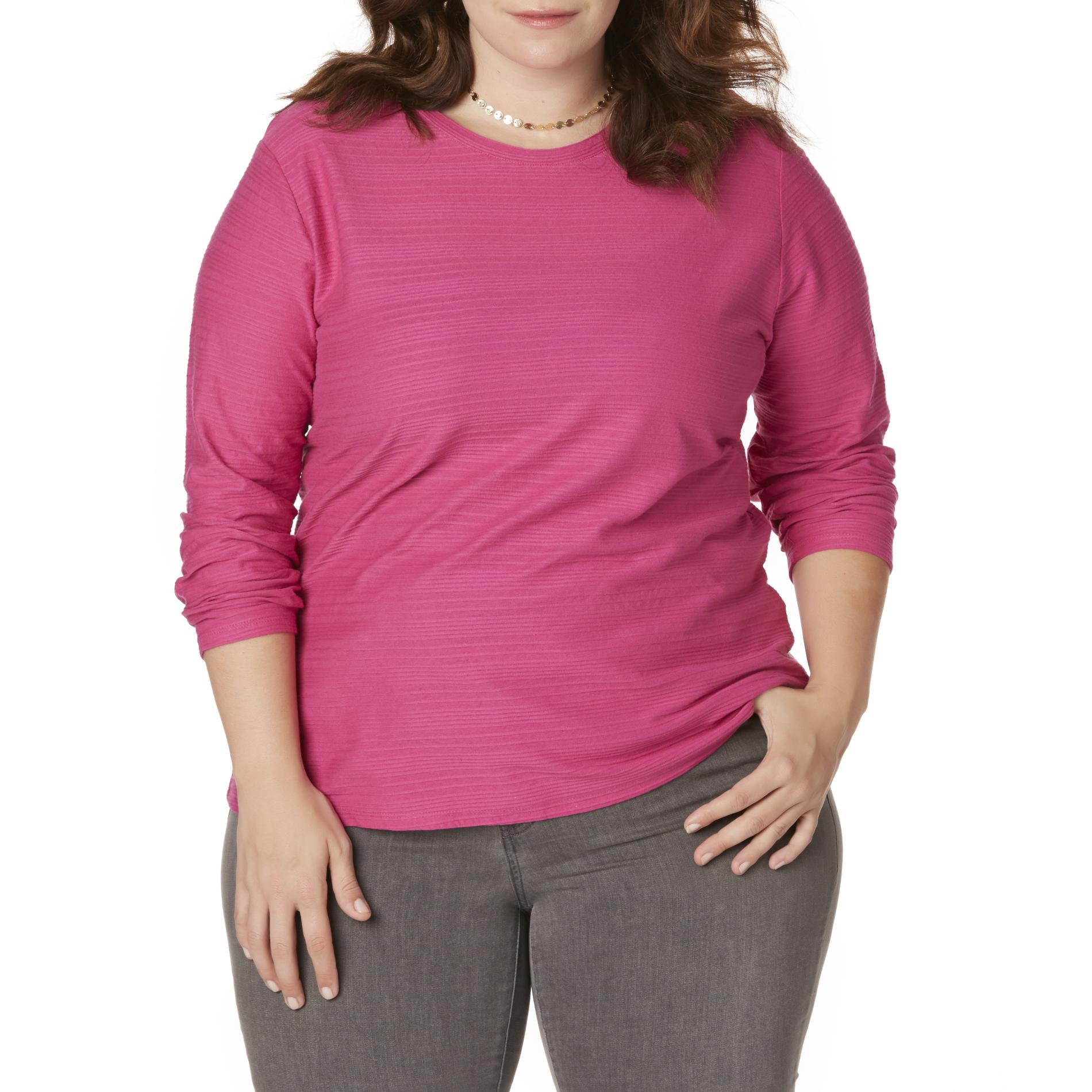 Basic Editions Women's Plus Ribbed Top