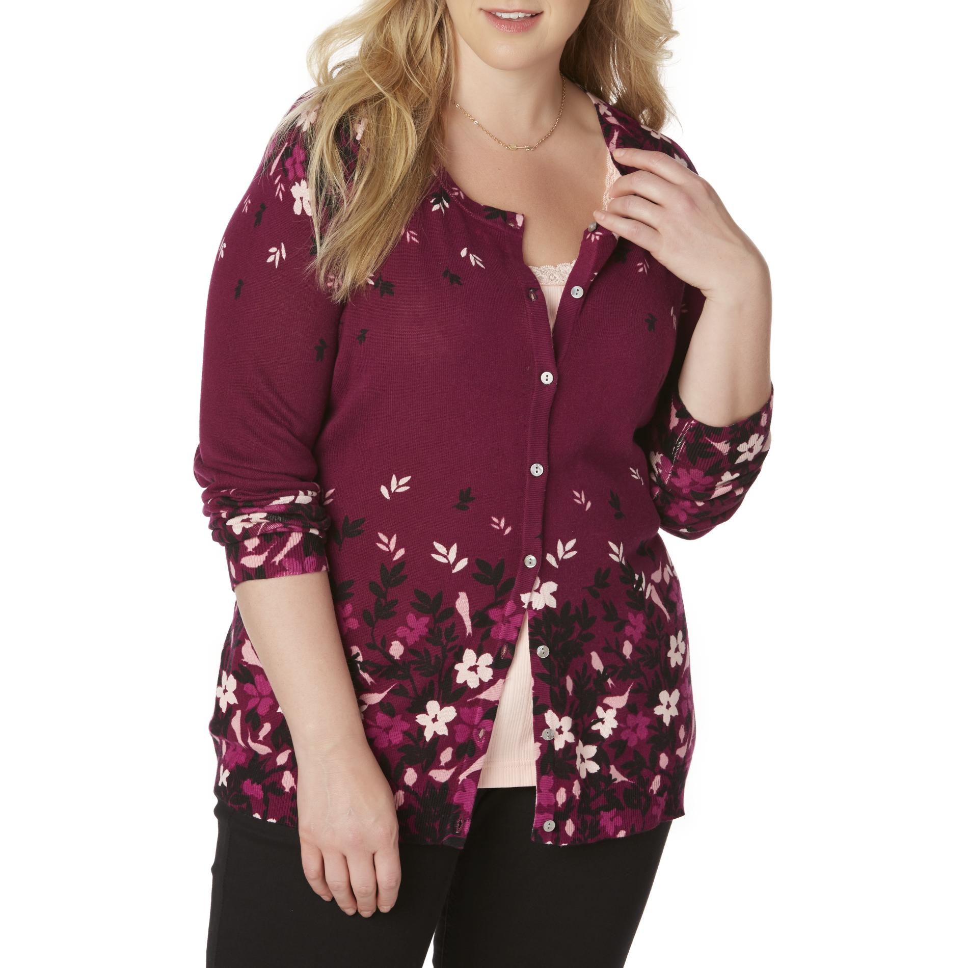 Basic Editions Women's Plus Cardigan - Floral Basic Editions Women's Plus Cardigan - Floral