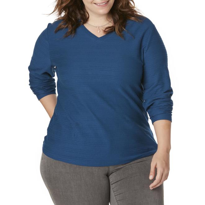 Basic Editions Women's Plus Ribbed Top