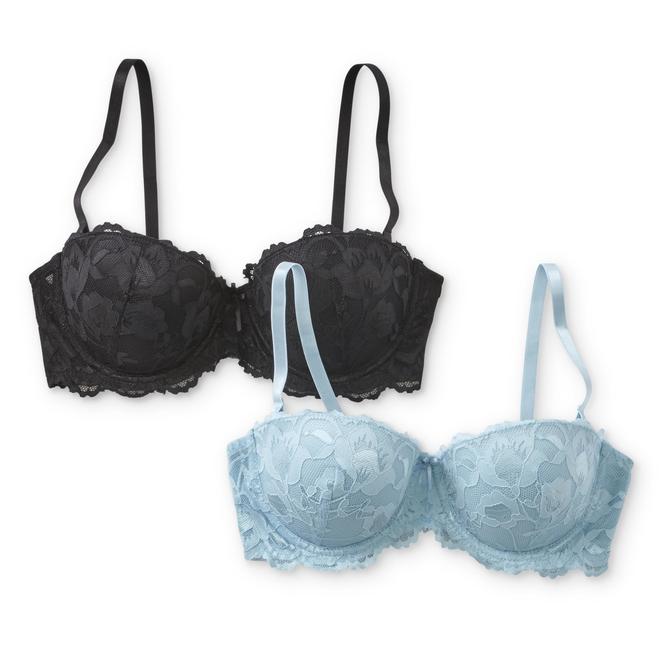 Simply Styled Women's 2-Pack Lace Balconette Bras