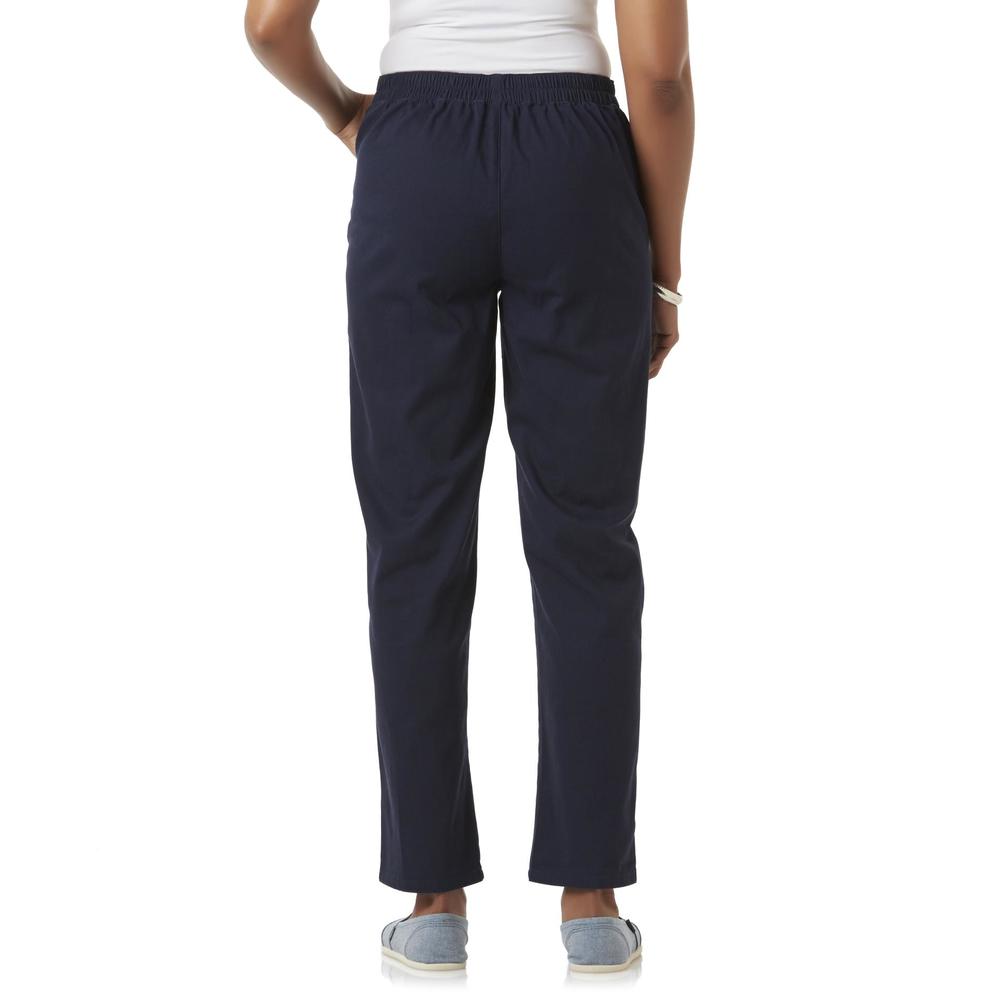 Basic Editions Women's Flat Front Twill Pants