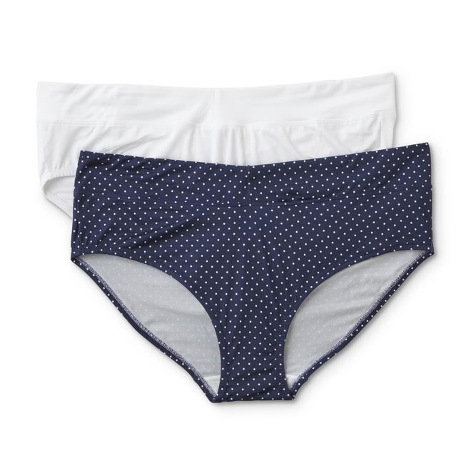 Jaclyn Smith Women's Plus 2-Pack Microfiber Bikini Panties - Polka Dot