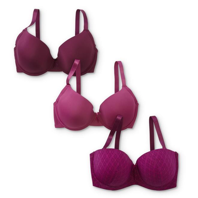 Women's Full Figure 3-Pack T-Shirt Bras - Solid & Geometric