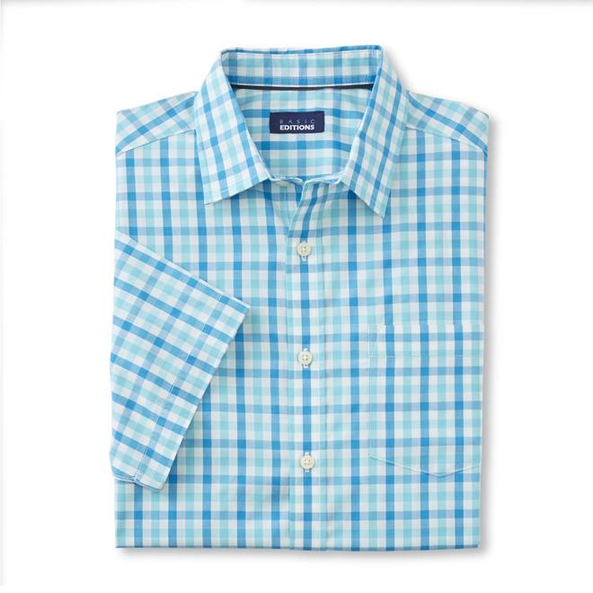 Basic Editions Men's Short-Sleeve Button-Front Shirt - Gingham