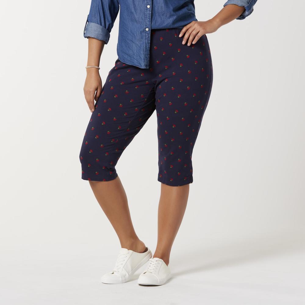 Basic Editions Women's Plus Capri Leggings - Cherry