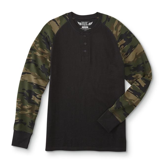Roebuck & Co. Young Men's Thermal Henley Shirt - Colorblock/Camouflage