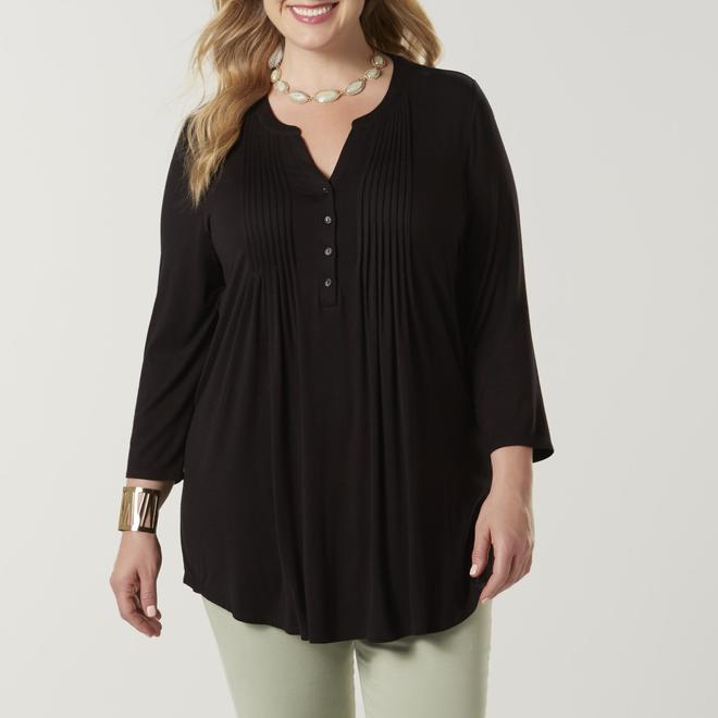 Simply Emma Women's Plus Pintuck Top