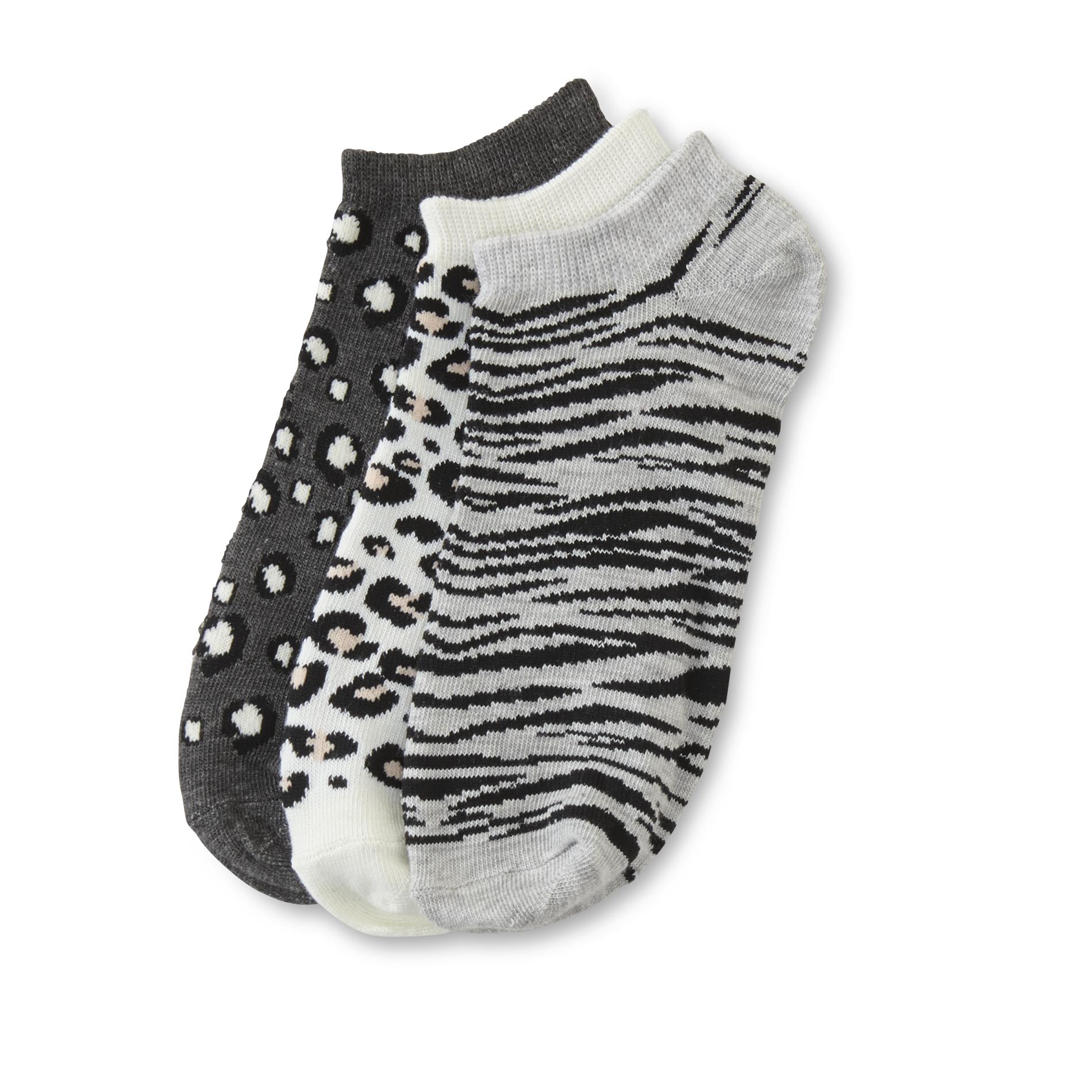 Joe Boxer Juniors' 3-Pairs Low-Cut Socks - Leopard/Zebra