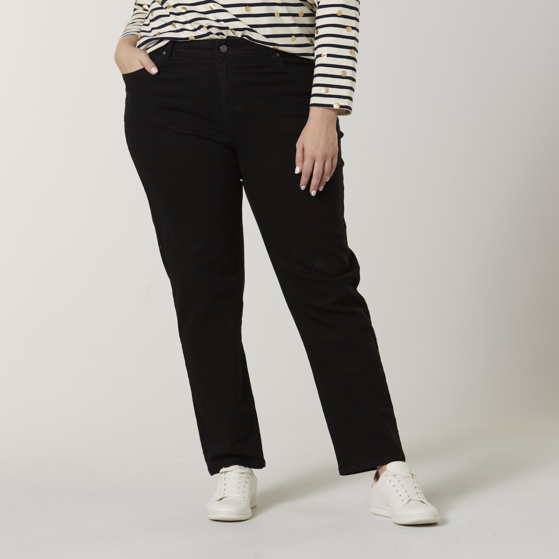 Basic Editions Women's Plus Classic Straight Leg Jeans