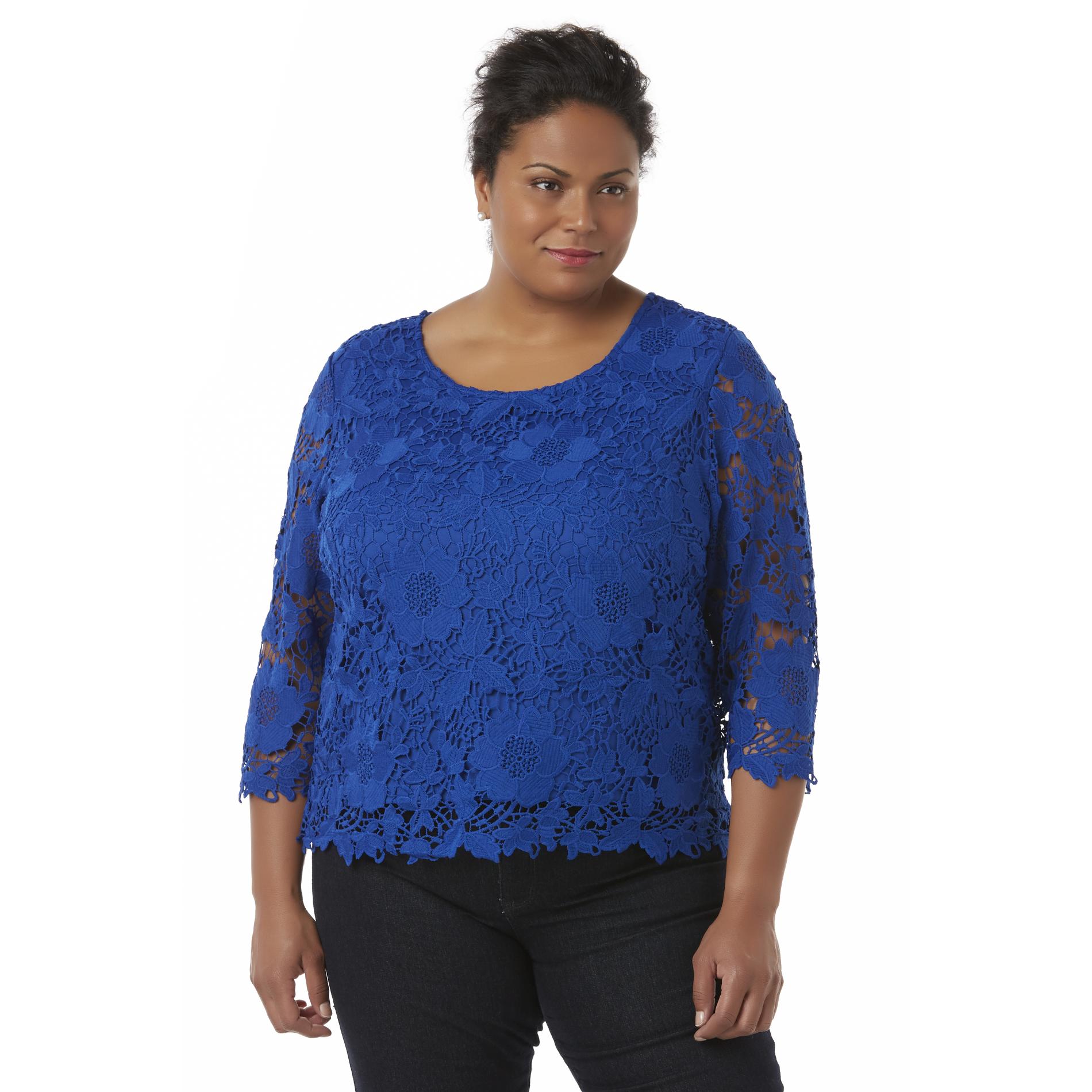 Simply Emma Women's Plus Lace Top