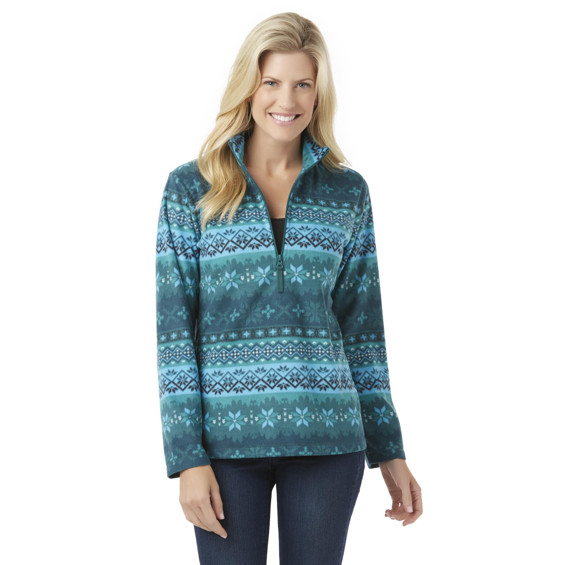 Laura Scott Women's Quarter-Zip Fleece Top - Fair Isle